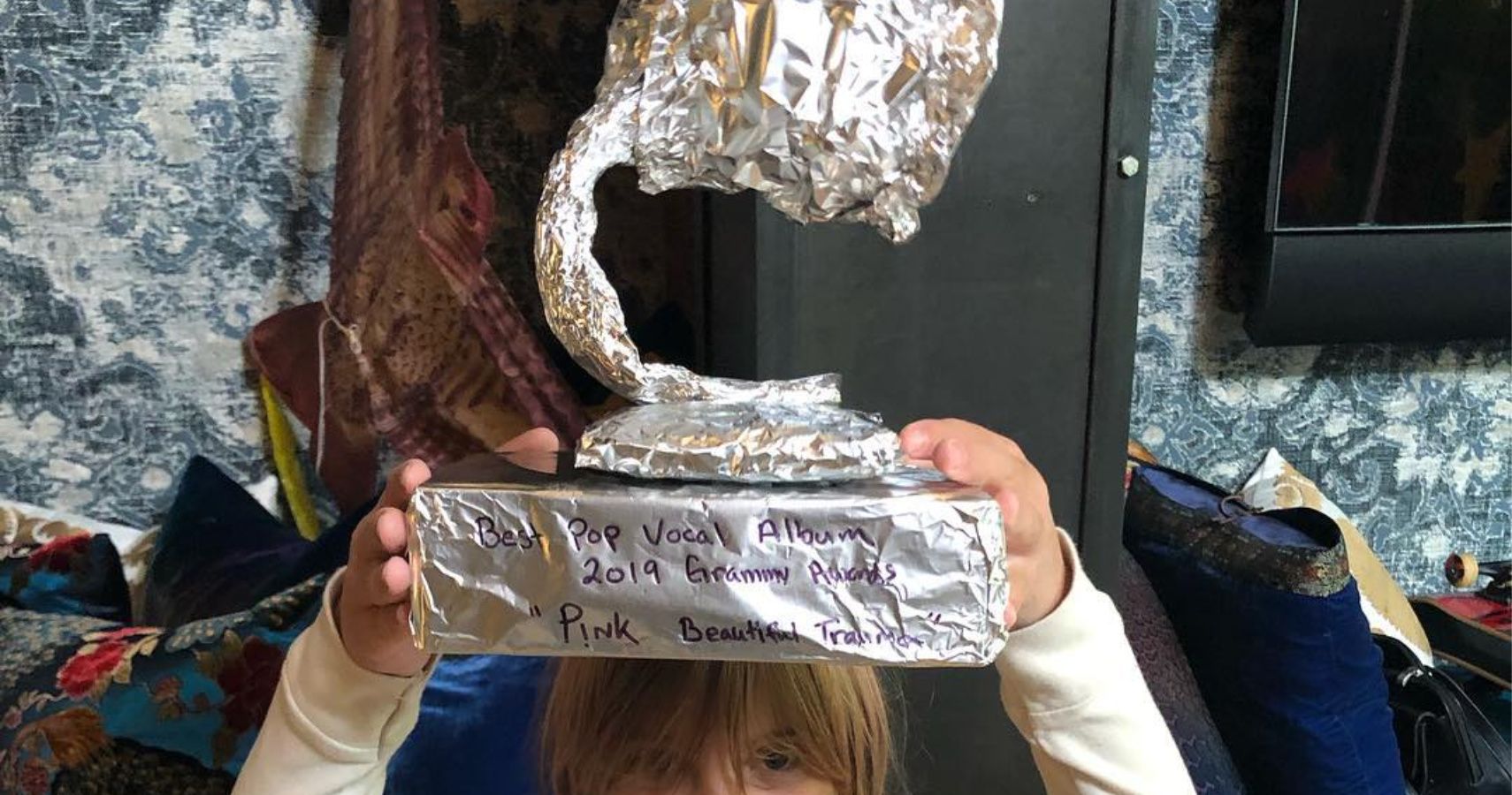 Pink Got A Homemade Grammy Award From Kids After Losing For The 20th Time